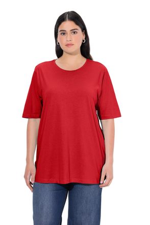 Ulla Popken Damen gro&szlig;e Gr&ouml;&szlig;en &Uuml;bergr&ouml;&szlig;en bis 72, Basic T-Shirt, Oberteil, Regular Fit, Rundhalsausschnitt, Halbarm, Salsa 62+ 486910530-62+