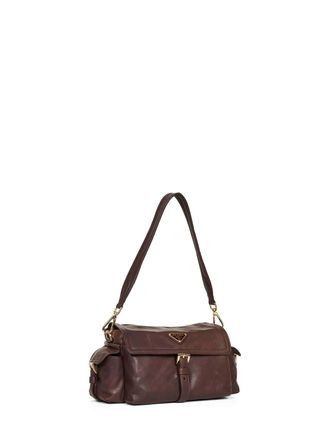 Prada Womens Shoulder Bag Explore Brown Nappa Leather Lambskin Handbags Hand