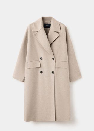 Mango Manteau laine fait main marron moyen - Femme - XXS - MANGO