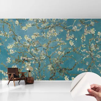 Tulup Carta Da Parati Adesiva - Lavabile - Decorazione Murale - Per Cucina - Pellicola Decorativa Rami In Fiore 416x254 Cm