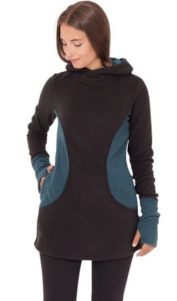 Purewonder Damen Pullover Kapuzenpullover-Kleid aus Fleece dr12 Blau M