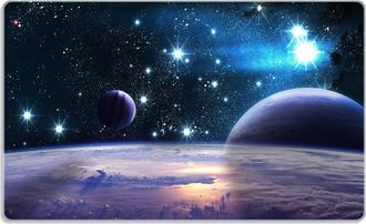 Wallario Frühstücksbrettchen aus Glas, Glasunterlage, Glasbrettchen Planeten im Weltall, Größe 14 x 23 cm, Sicherheitsglas