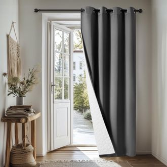 Deconovo Thermovorhang Kälteschutz, Gardinen mit Ösen gegen Kälte, Wärmeisolierend Vorhang Verdunkelung Wohnzimmer, 260x140cm(HöhexBreite), Dunkelgrau, 1 Stück