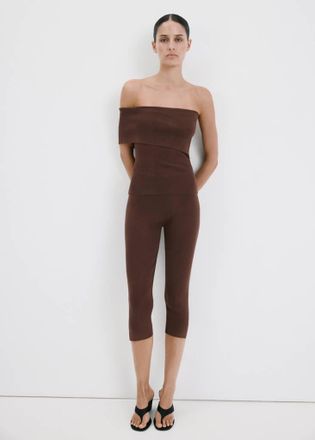 Mango Leggings mit Saumschlitz schokolade - Damen - S - MANGO