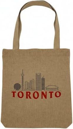 Fabulous Sac Shopping Tote Bag Aspect Lin - Toronto Minimalist Voyage Canada Am&eacute;rique - Sac de Courses Toile Epaisse 360g Beige Naturel Cabas Port&eacute; Epaule Soli