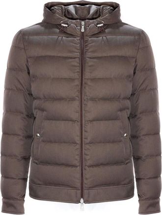 Eleventy Homme, Vestes, Brun, Taille: M Veste en soie à capuche