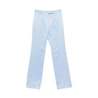 Tom Ford Gewaschene Baumwoll-Seidenmischung Duchesse Tailored Straight Pants - - Trousers - Damen - Blau - S