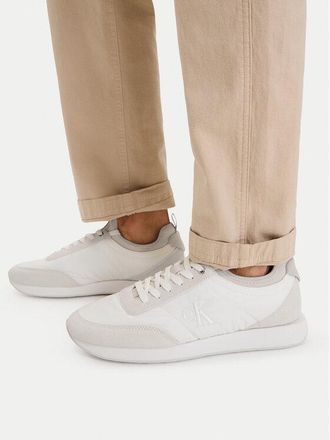 Calvin Klein Sneakers Retro Runner Sock Laceup Mix YM0YM01414 Wei&szlig;