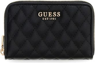 Guess Femme, Accessoires, Noir, Taille: ONE Size Atabey Portefeuille matelass&eacute; zipp&eacute; moyen