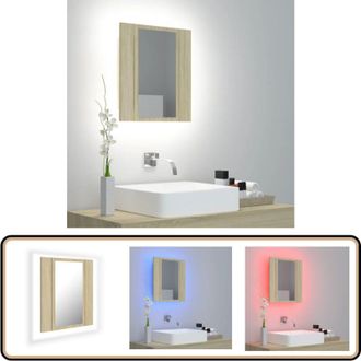 vidaXL Vidaxl - LED-Bad-Spiegelschrank Sonoma-Eiche 40x12x45 cm Acryl - LED-Spiegelschrank - Badezimmerspiegel - Acrylspiegel - Sonoma-Eiche - rgb