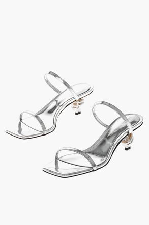 Bottega Veneta Lam&eacute; Leather Sandals KNOT with 4cm Design Heel Bottega Veneta