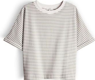OPUS Kurzarmshirt Gestreiftes T-Shirt aus BCI Cotton Mix Slim Fit Figurbetonter Schnitt, kontrastfarbene Rippb&uuml;ndchen