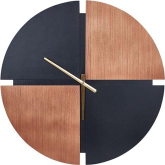 Beliani Beliani - Horloge Murale Moderne Ronde 60 cm en mdf Noir et Bois Clair &agrave; Piles aa Aramon