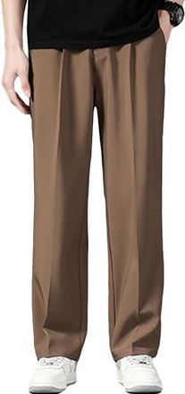 Generic Pantalon l&eacute;ger pour homme, coupe ajust&eacute;e, coupe ajust&eacute;e, coupe ample, jambes larges, pantalon formel extensible en soie glac&eacute;e confortable pour tous l