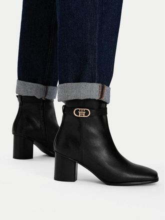Tommy Hilfiger Stiefeletten Th Strap Leather Block Heel Boot FW0FW09488 Schwarz