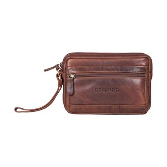 STILORD Herren-Handgelenktasche aus Echtleder cognac - Vintage M&auml;nner-Handtasche - Retro Ledertasche - Leder-Herren-Organizer Pax