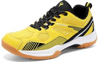 Generic Eestfy Chaussures de Badminton Homme & Femme, Mesh L&eacute;ger, Semelle MD Amortissante et Structure Anti-Torsion pour Terrain Int&eacute;rieur,Jaune,39 EU