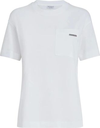 Brunello Cucinelli Femme, Tops, Blanc, Taille: 36 FR T-Shirt