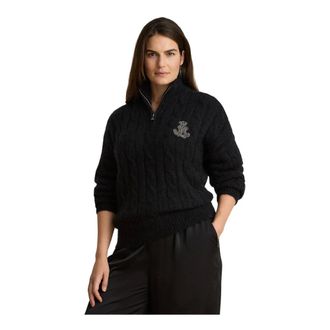 Ralph Lauren Pull &agrave; col roul&eacute; zipp&eacute; - Femme - Pulls - Noir - Taille: 40 FR