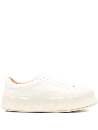 Jil Sander baskets en cuir à plateforme - Tons neutres