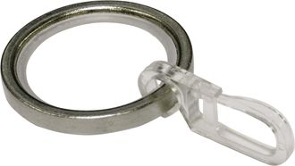 Gardinia Gardinenringe für Gardinenstangen mit 20 mm Durchmesser, Inklusive Gleiteinlage und Faltenlegehaken, 10 Stück, Serie Chicago, Breite 4 mm, Metall, Ede