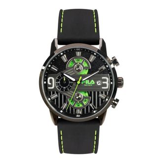 Fila Homme, Accessoires, Noir, Taille: ONE Size Montre Homme Chronographe Bracelet en Silicone Filastyle 38-175