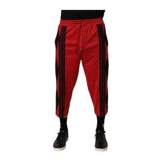 Dolce & Gabbana Homme, Pantalons, Rouge, Taille: 4XL Pantalon Corsaire D&eacute;contract&eacute; Brod&eacute;