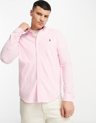 Polo Ralph Lauren Pikee-Hemd in Rosa mit Knopfleiste und Markenlogo