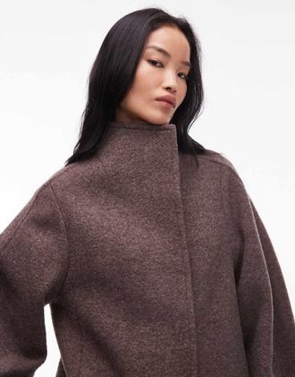 & Other Stories Veste courte en laine avec col montant - Marron clair-Brown