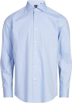 HUGO BOSS Chemise Hank &agrave; motif en coton m&eacute;lang&eacute;