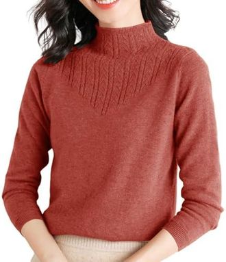 Generic Pulls &agrave; col roul&eacute; pour femmes Pulls &agrave; col montant en cachemire pour dames Hauts tricot&eacute;s Tops d&eacute;contract&eacute;s l&eacute;gers basiques unis, S