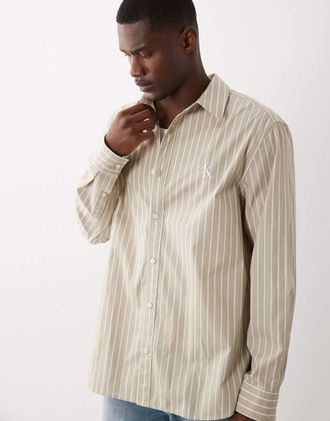 Calvin Klein Jeans Locker geschnittenes Hemd aus Popeline in gestreiftem Gelb