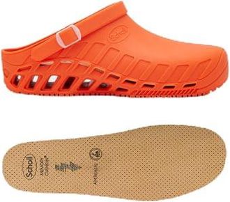 Scholl Clog Evo Orange + Semelles Antistatiques avec Memory Cushion pour Clog Evo - Orange/Marron