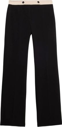 Oltre Femme, Pantalons, Noir, Taille: 44 FR Pantalon Palazzo avec D&eacute;tail Contrastant