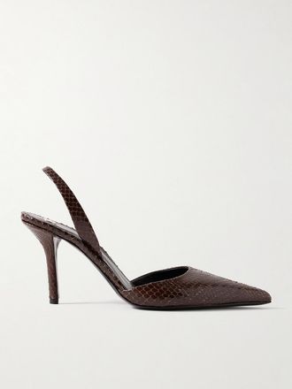 Proenza Schouler Slingback-pumps Aus Leder Mit Schlangeneffekt - Braun
