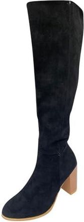 Generic Bottes de cowboy pour femme avec fermeture &eacute;clair et bout carr&eacute; - Bottes de cowboy - Bottes pour femme - Bottes hautes pour femme - Taille 12, Noir, 3