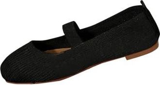 Generic Chaussures Mary Jane respirantes en tricot pour femme - Couleur unie - Classiques, l&eacute;g&egrave;res et confortables - Pour le travail en plein air, Noir, 37.5 