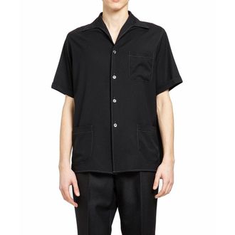 Maison Margiela Mens Black Wool Shortsleeve Shirt
