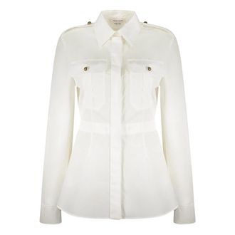 Alexander McQueen Klassisches Baumwollhemd mit Verzierten Kn&ouml;pfen - - Blouses & Shirts - Damen - Wei&szlig; - S