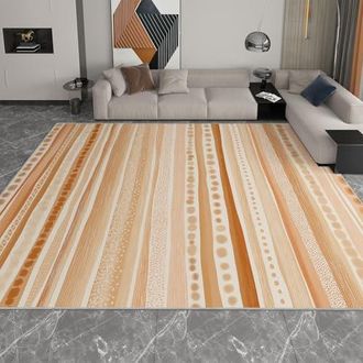 Generic Tapis Lavable Bohème Élégant Géométrique Rayures, Paillasson à Poils Bas Antidérapant Doux pour Salon Chambre à Coucher Maison Bureau entrée Cuisine C