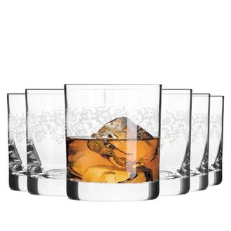 Krosno Whiskygl&auml;ser 350 ml - 6er Set - Krista Deco Kollektion - Bleifreies Kristallglas - Klassisches Design mit Farblosem Muster
