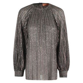 Missoni Femme, Blouses et Chemises, Brun, Taille: 38 FR Pull &agrave; Col Rond &agrave; Paillettes