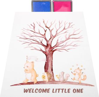 BESPORTBLE EXAOMBLE Gender Reveal Fingerabdruckbaum G&auml;stebuch mit Poster und Stempelkissen Kreative Babyparty Dekoration f&uuml;r Einzigartige Gender Reveal Feier G&auml;s