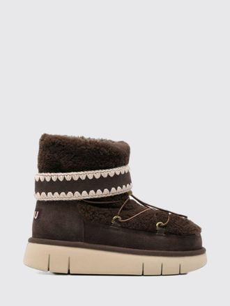 Mou Wildleder-Shearling-Stiefeletten mit Stickerei und verstellbarem Kordelzug