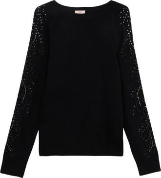Oltre Femme, Pulls, Noir, Taille: 38 FR Pull en cachemire mélangé avec dentelle