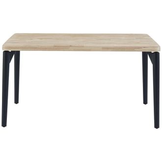 PEGANE Table &agrave; manger, table de repas rectangulaire en bois coloris ch&ecirc;ne nordique, pieds en m&eacute;tal noir - Longueur 140 x profondeur 80 x hauteur 76 cm