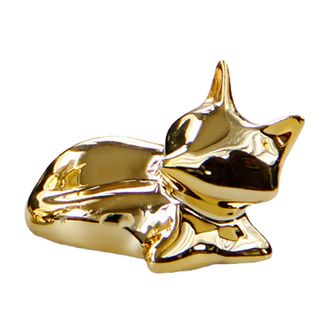 Hemobllo Kleiner Keramik Figur Fuchs Weihnachtsdeko Tischdekoration Golden Kreatives Ornament f&uuml;r Wohnkultur und Haushalt