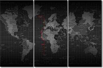Tumovo Weltkarte, 3 Paneele, Leinwand, Wandkunst für Wohnzimmer, schwarz-weiß, Kunstdrucke, moderne Wohnkultur, graue Weltkarte, Wandkunst für Büro, Kunstwer