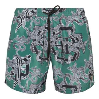 Philipp Plein Homme, Maillots de bain, Vert, Taille: XL Boxer de bain mi-longueur