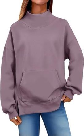 Generic Sweat &agrave; Capuche Femme Sweat-shirt Saison Imprim&eacute; Graphique Manches Longues Pull Tricot&eacute; Tops Col Montant Pull Femme Sweat-shirt Sans, Violet clair, 3X